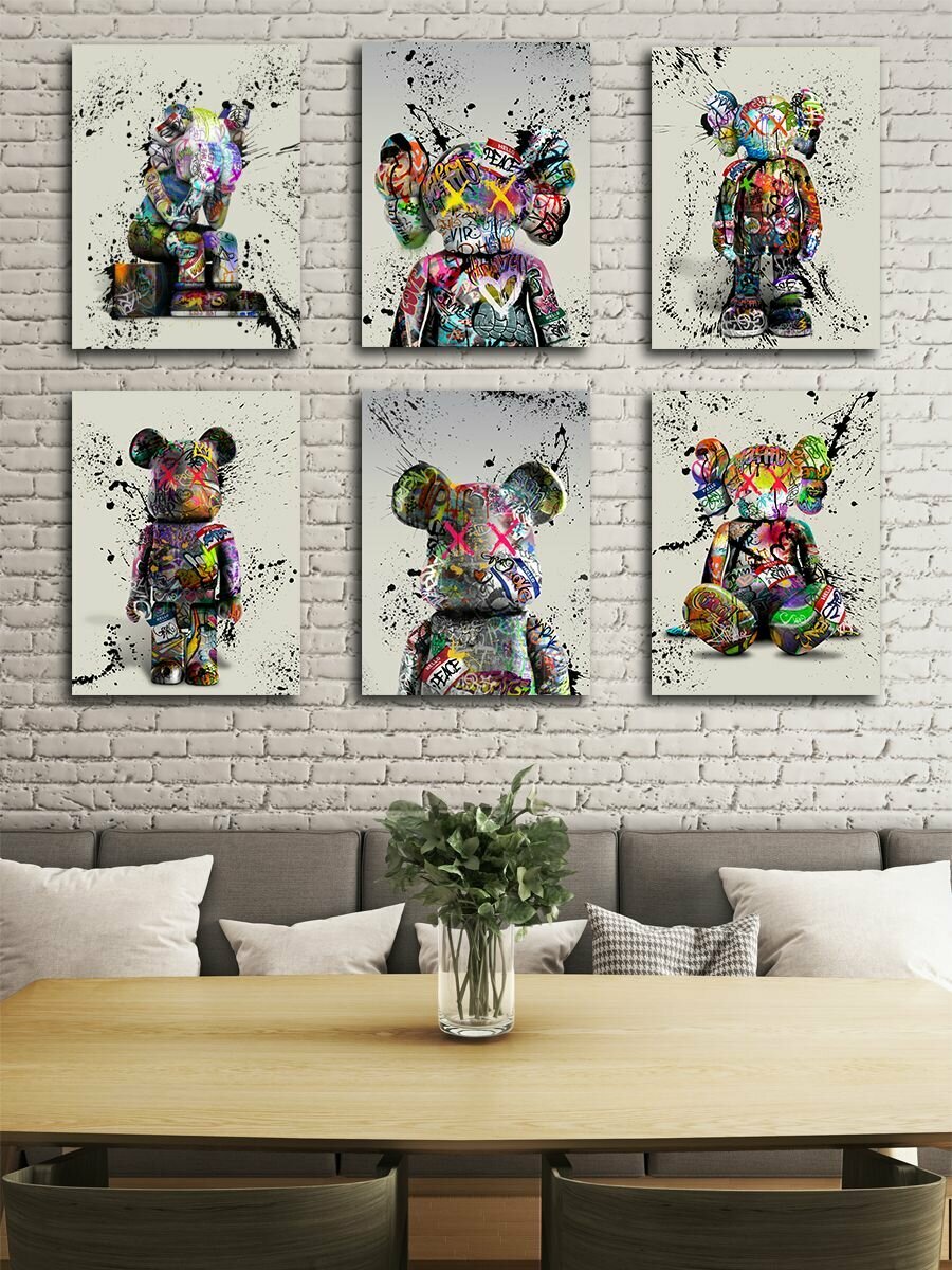 Картины на холсте LOFTime 6 шт игрушки граффити 30Х40 К-612-3040
