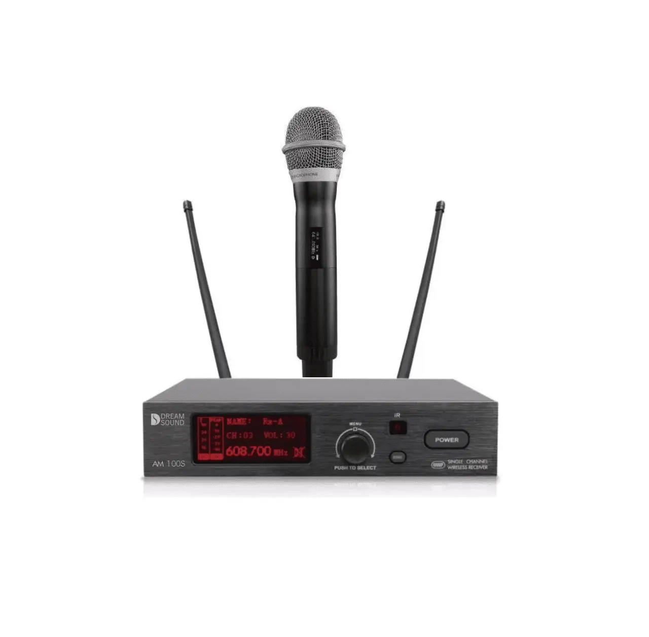 Dreamsound AM-100S одноканальная микрофонная радиосистема с ручным передатчиком, 32 канала UHF, 600 частот, ИК-интерфейс