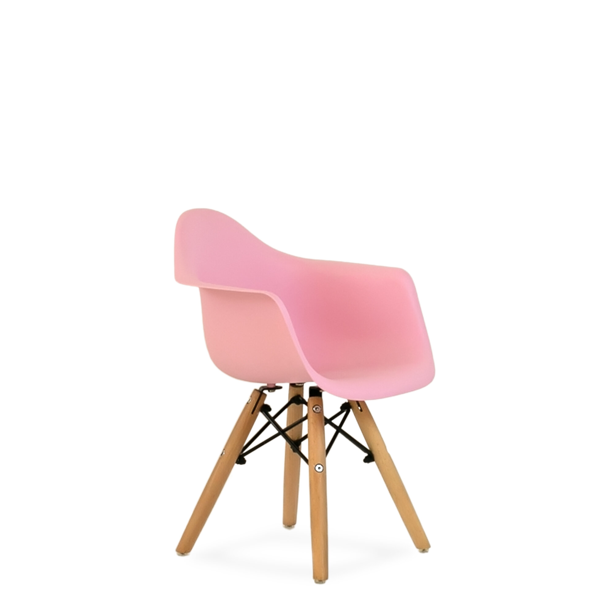 Кресло N-2 Eames Style Barneo розовый, светлое дерево, пластик, дерево, твердое сиденье, с подлокотниками