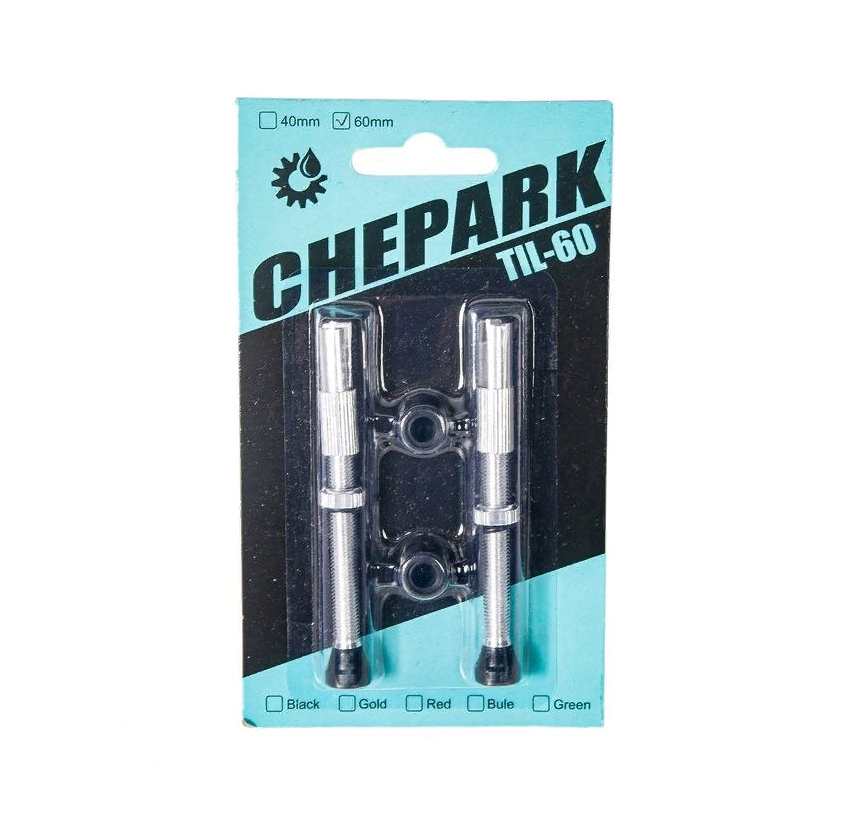 Ниппель Chepark бескамерный presta 60мм, серебристый анодированный (пара) TIL-60slv60