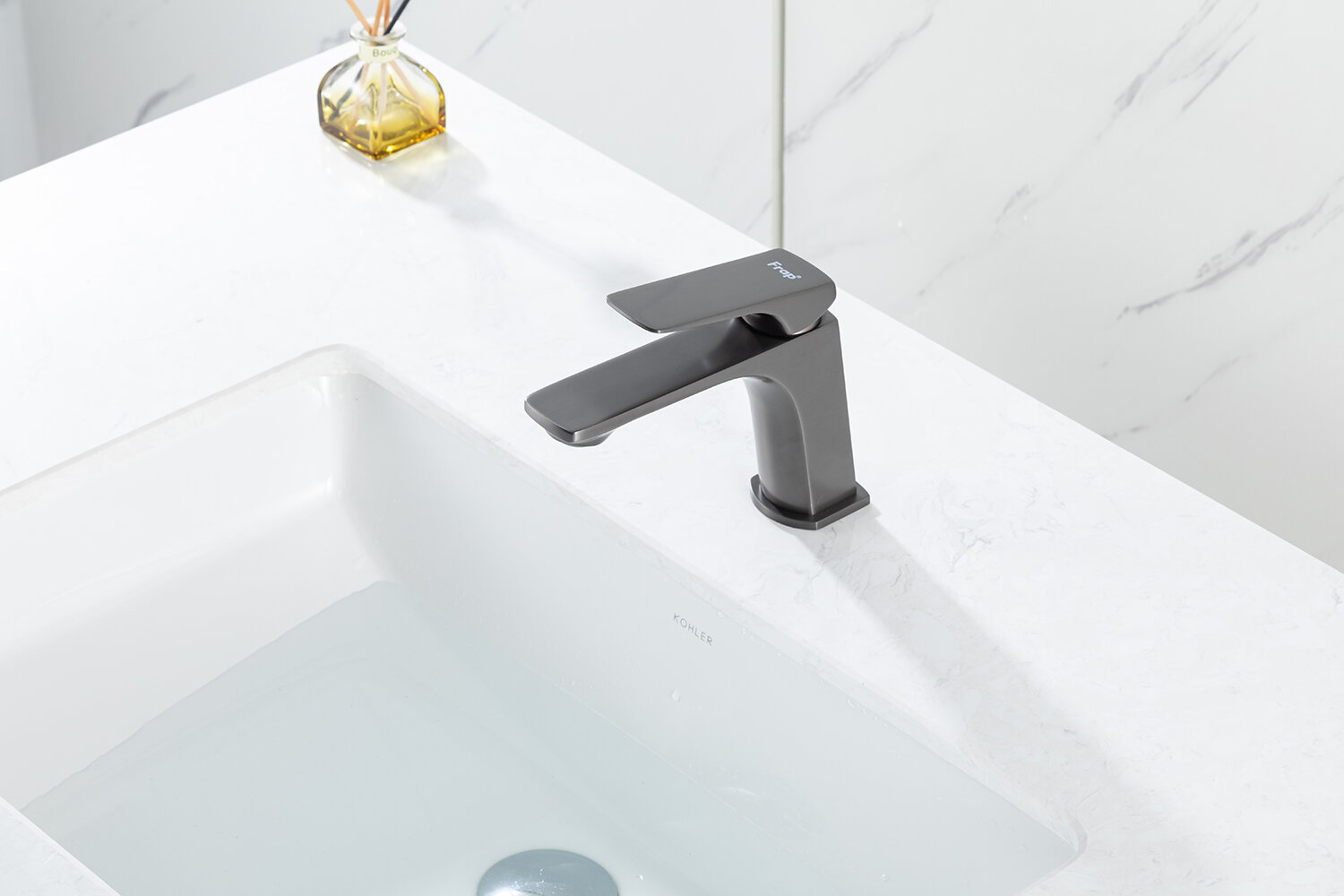 Смеситель для раковины с фиксированным изливом Frap H87 F1087-9 оружейная сталь, латунь