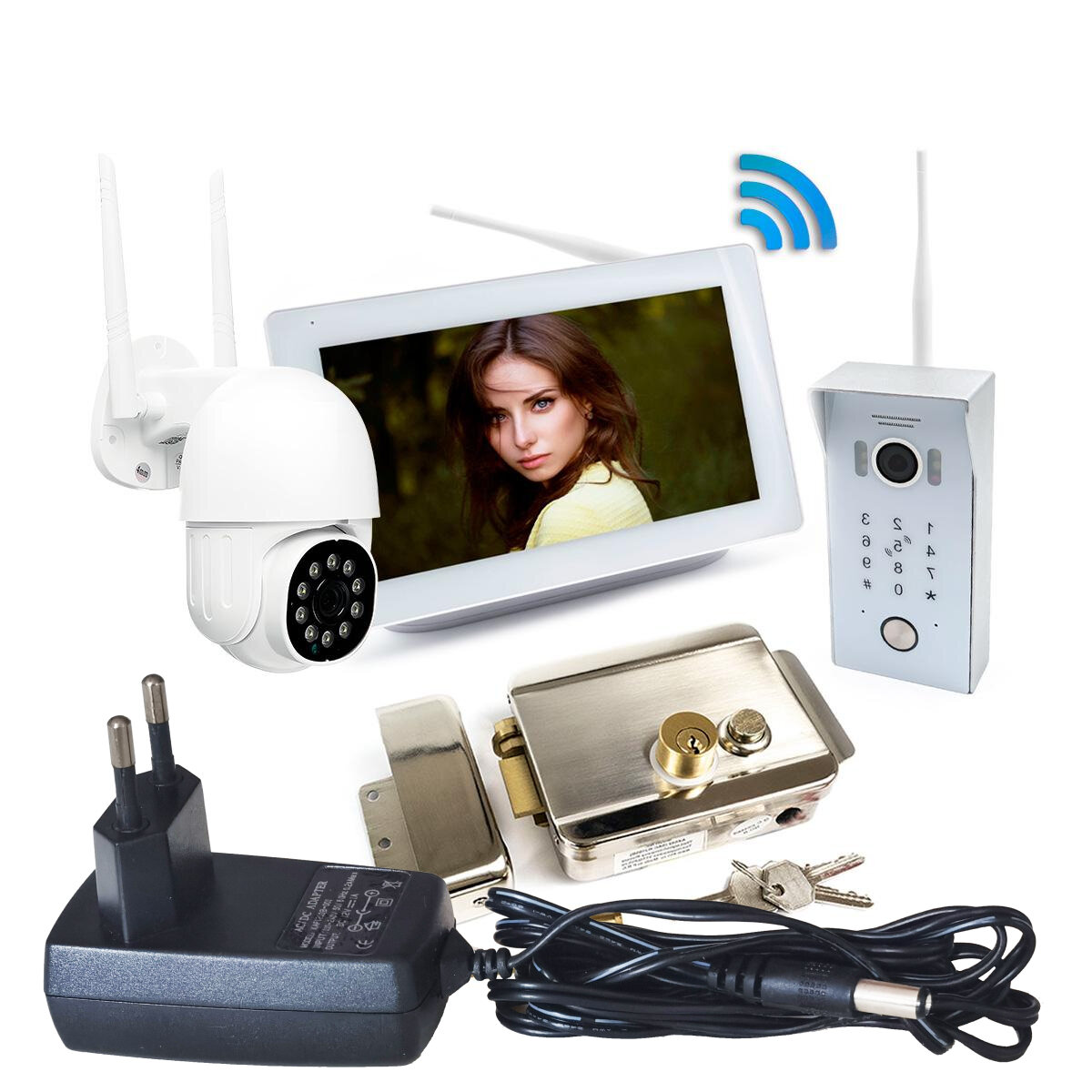 Радиоканальный HD домофон TUYA и электромеханический замок AX042 - SkyNet-700-Tuya (1+1+AX042)-Tuya (Y13226YKS) уличныая 5mp Wi-Fi IP камера видеона