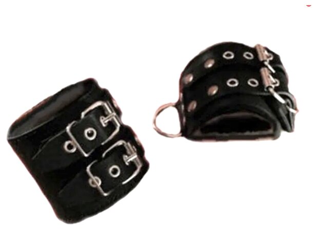 Кожаные наручники Sitabella с двойной застежкой – черный