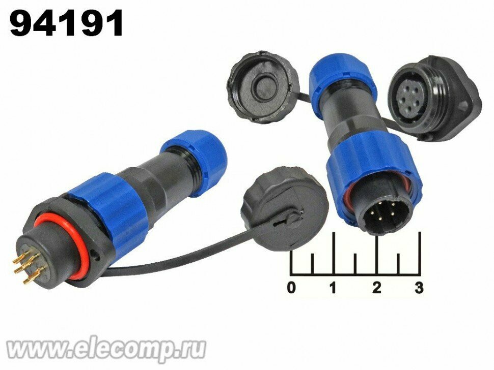 Разъем 5pin в комплекте влагозащищенный на кабель с крышкой кабельный ввод 4-8 мм SZC16 5P-M-FE