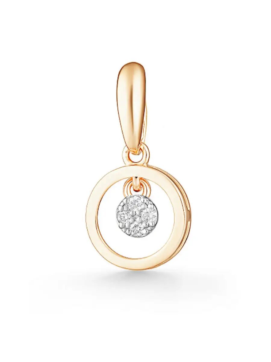 Подвеска, красное золото, 585 проба, бриллиант
