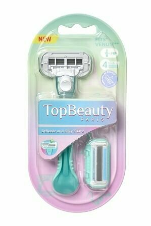 Бритва женская TopBeauty Paris, 4 лезвия, 2 сменные кассеты