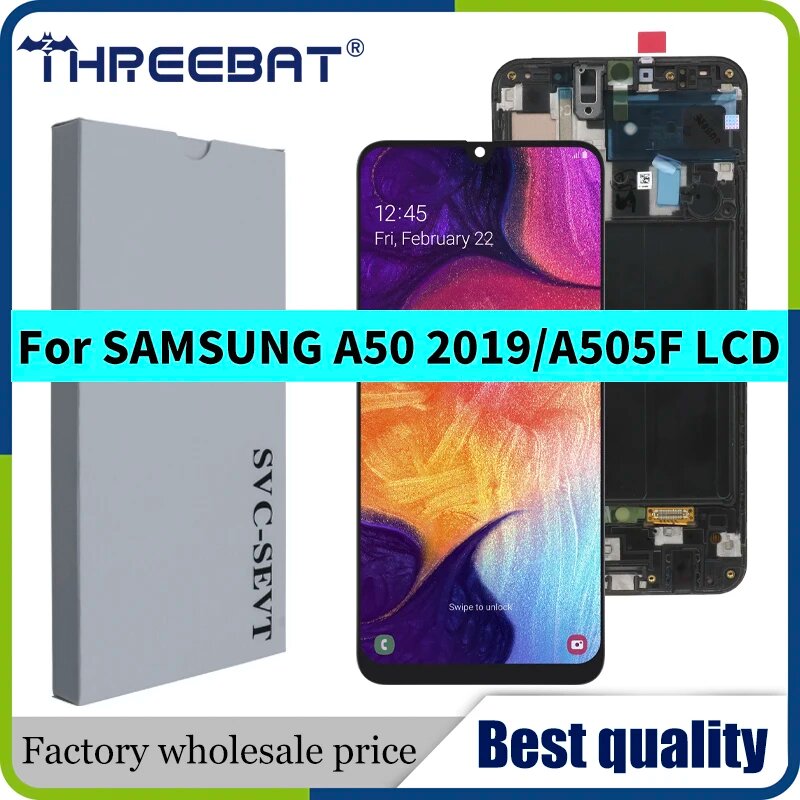 6,4 "Super AMOLED для Samsung A50 2019 A505F/DS A505F A505FD A505A дигитайзер New Ori With Frame