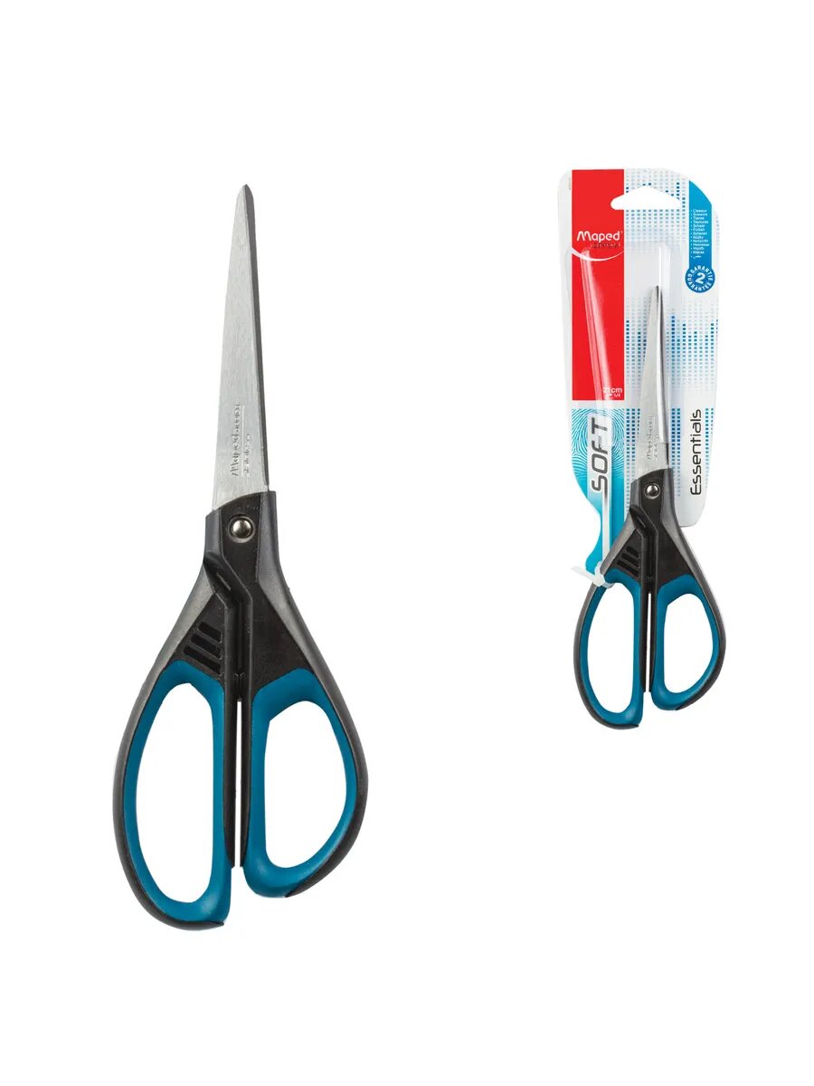 Ножницы 210 мм, прорезиненные ручки, черно-синие