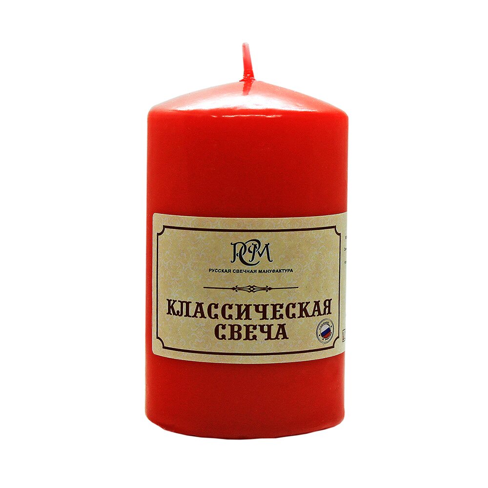 Свеча столбик Классическая 10 см красная