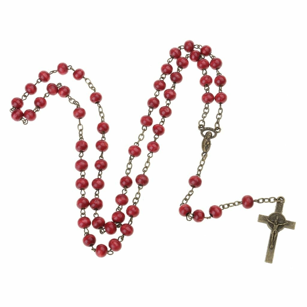 Нитка христианских деревянных бусин в стиле ретро четки крест-накрест