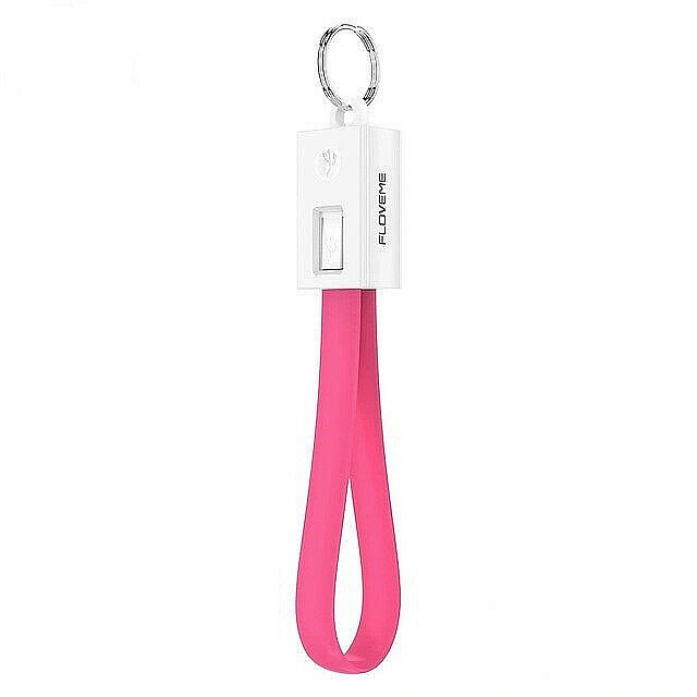 Плоский micro-USB кабель-брелок Floveme (розовый)
