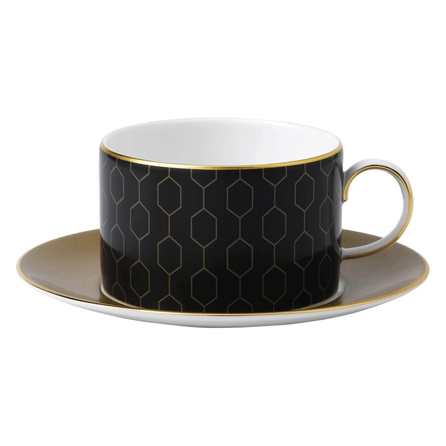 Чашка чайная с блюдцем Wedgwood Джио Голд 220 мл, фарфор