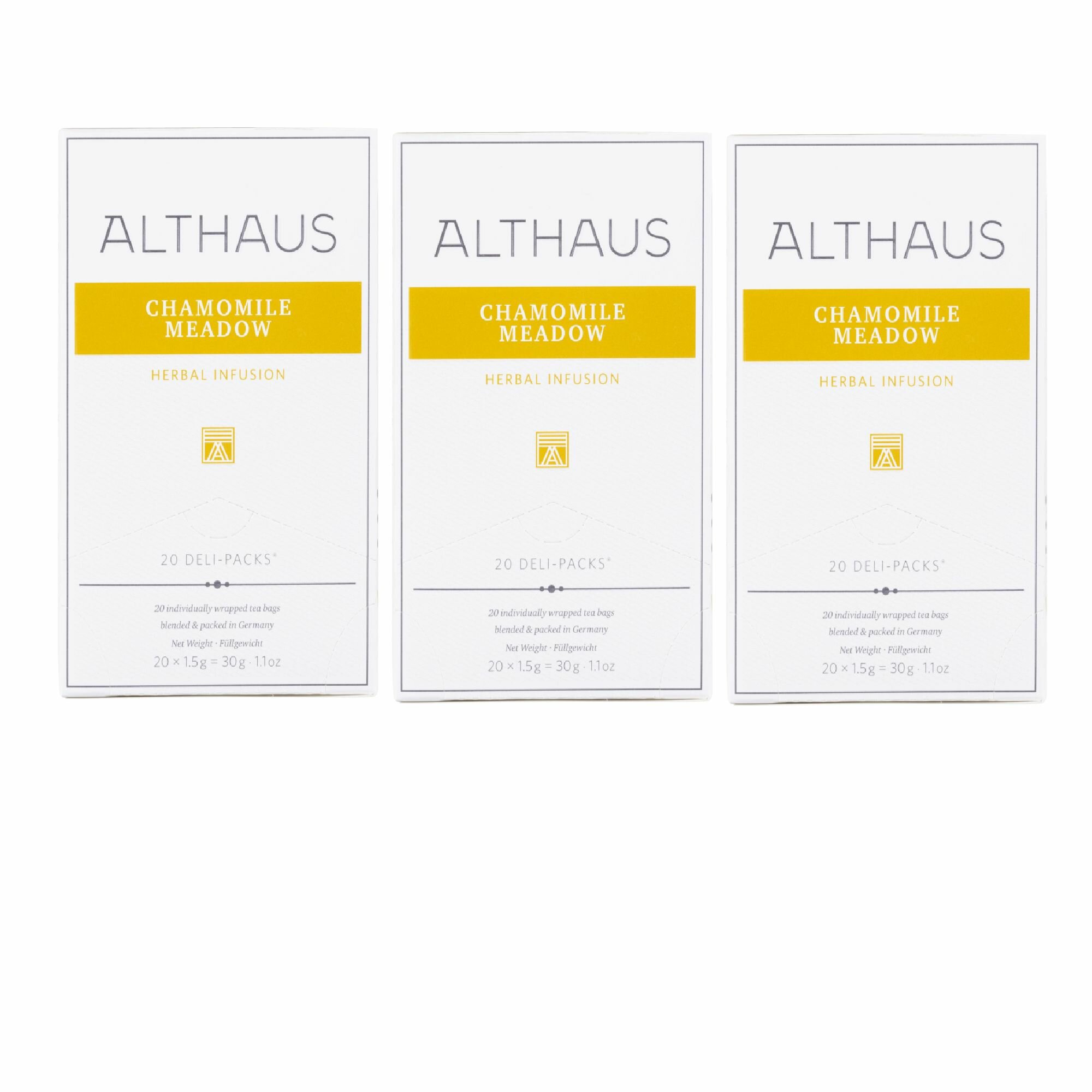 Althaus Чай травяной в пакетиках Chamomile Meadow, Ромашковый, 20 пакетиков x 1,5 гр, 3 уп.