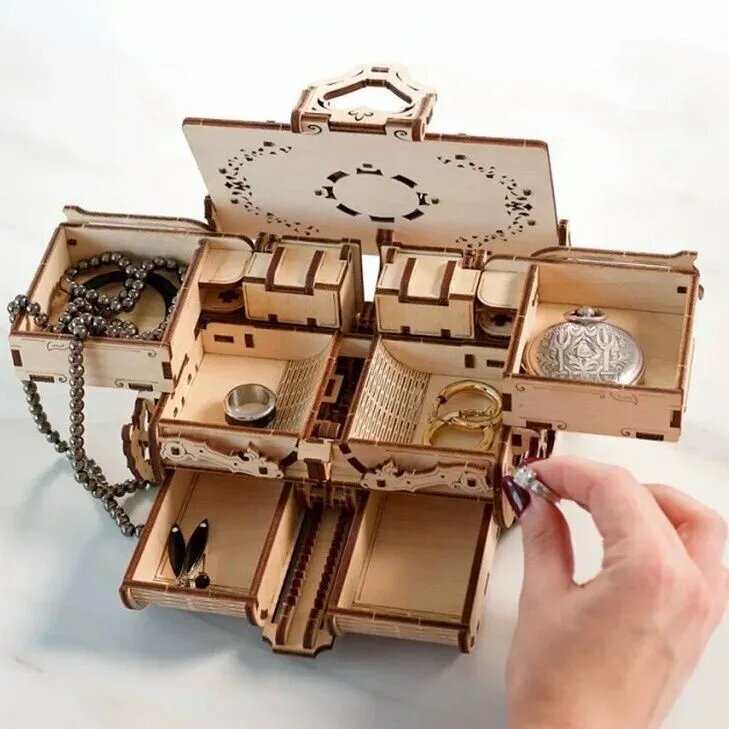 Конструктор деревянный Деревянная шкатулка для украшений механическая HLDZ