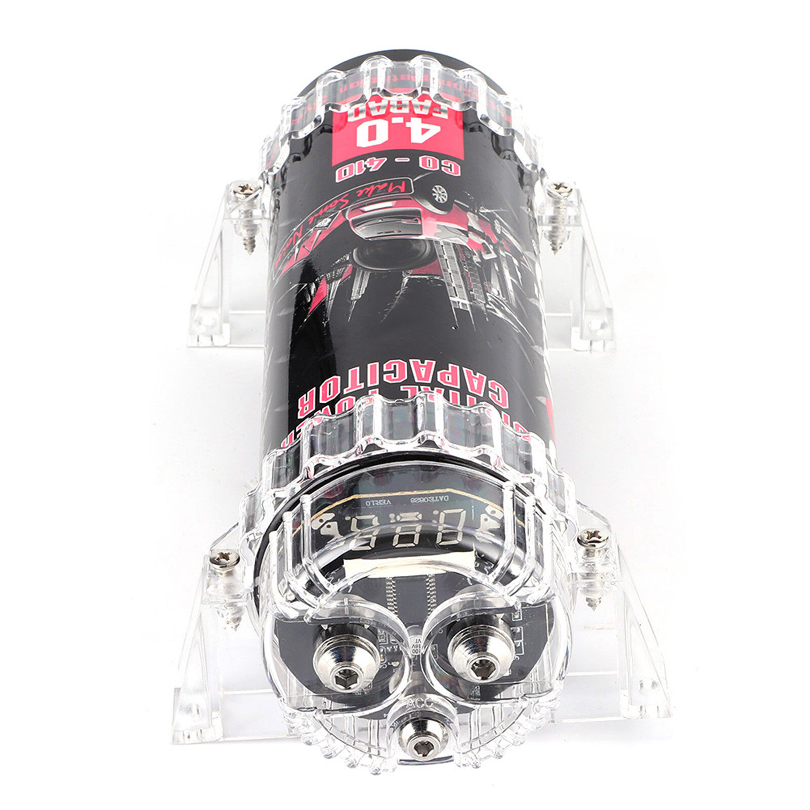 Конденсатор питания 4 Фарад с дисплеем напряжения LED для усилителей аудиосистем автомобиля, с защитой от автоматического отключения, клеммами для проводов любыми сечениями