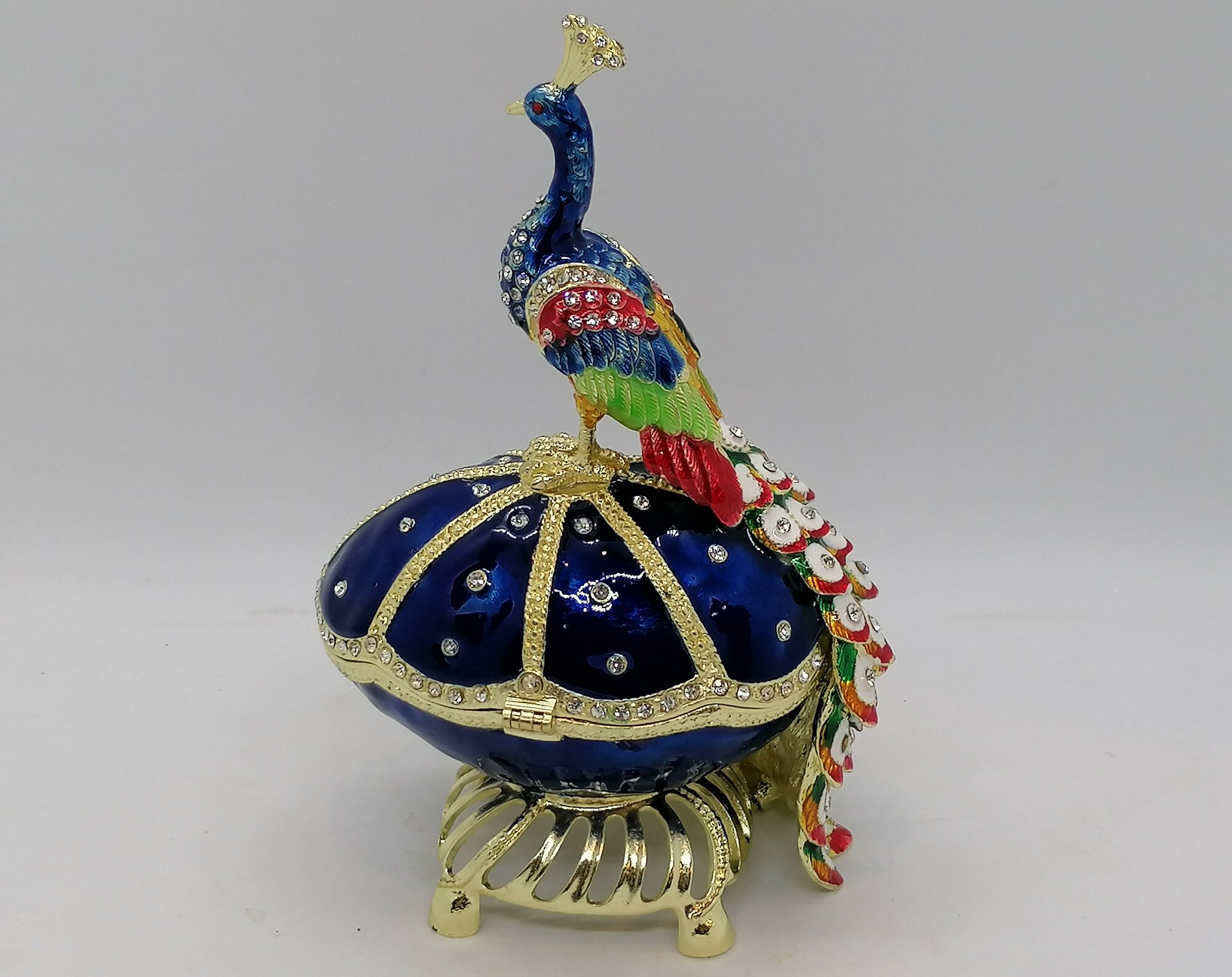 Шкатулка Фаберже "Павлин" , артикул 6074", синий