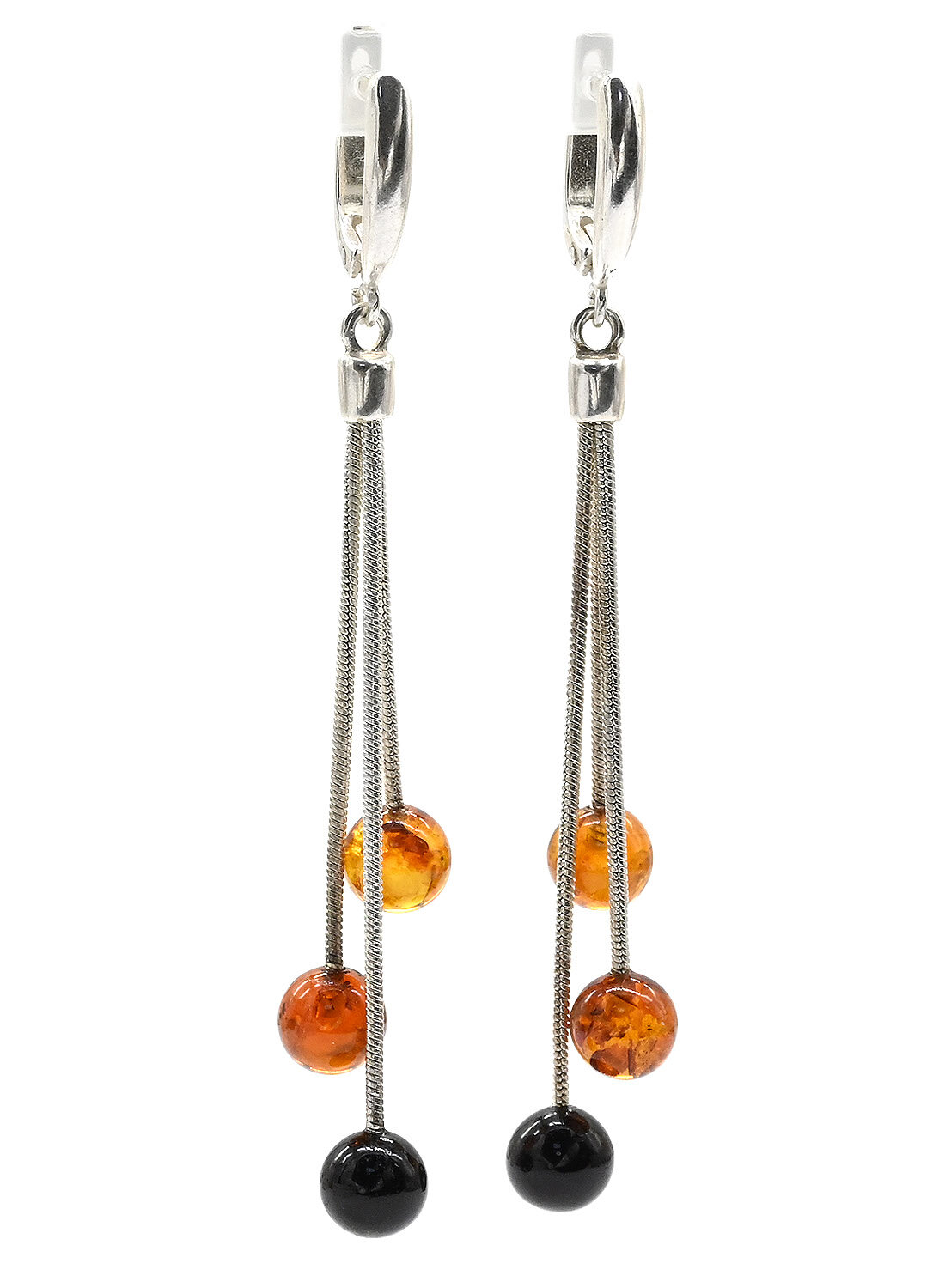 Серьги с подвесками, янтарь