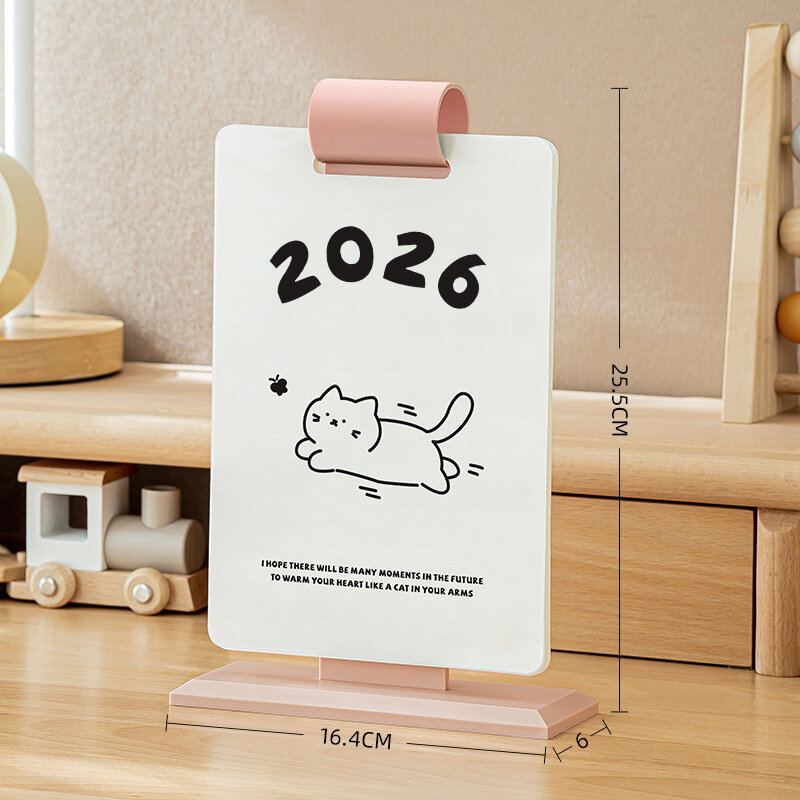 Календарь на стол Cute Cat, культурный и творческий проект, 2026 год, год змеи, высококачественный студенческий календарь с мультяшным дизайном, небольшой декор