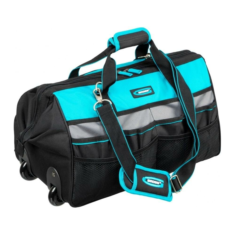 Сумка для инструмента GROSS 500x280x290 мм, выдвижная рукоятка, колеса, наплечный ремень 90276