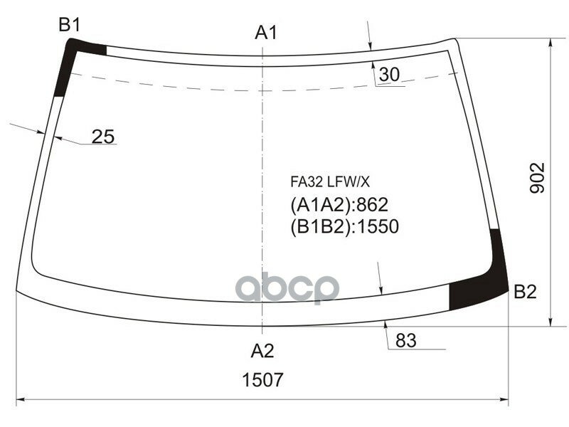 Стекло лобовое (4D SED/5D WGN) Infiniti I30 95-99 / Nissan Cefiro 94-00 XYG арт. FA32 LFW/X