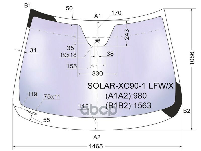 Стекло лобовое (Датчик дождя) Volvo XC90 02-14 XYG арт. XC901LFWX