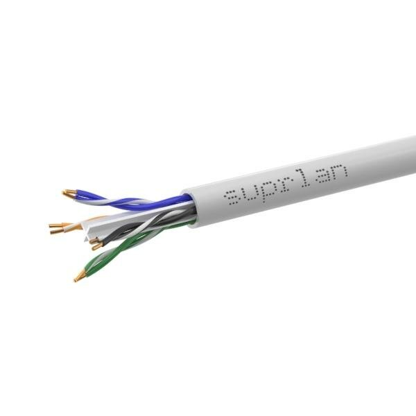 Кабель Suprlan витая пара U/UTP, категория 6,4х2х23 AWG, solid Cu, PVC, Six, серый