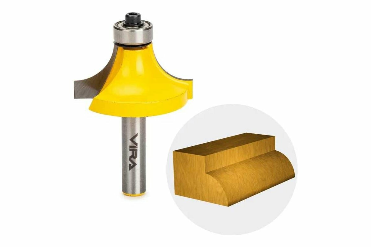 VIRA фреза кромочная калевочная 38.1x19 мм радиус R12.7 мм подшипник 12.7 мм хвостовик 8