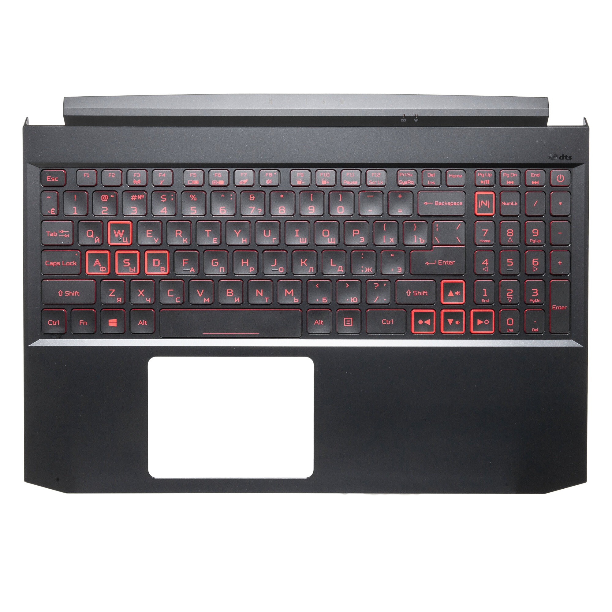 Верхняя панель с клавиатурой с подсветкой для ноутбука Acer Nitro AN515-57 / Nitro AN515-45 / Nitro AN515-56 - топкейс черный