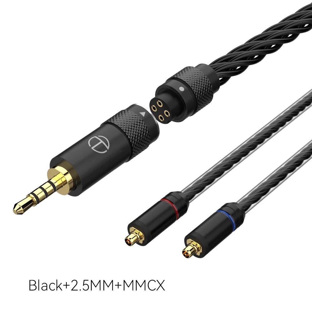 TRN T2 PRO 16-ядерный посеребренный кабель для наушников black MMCX 2.5MM