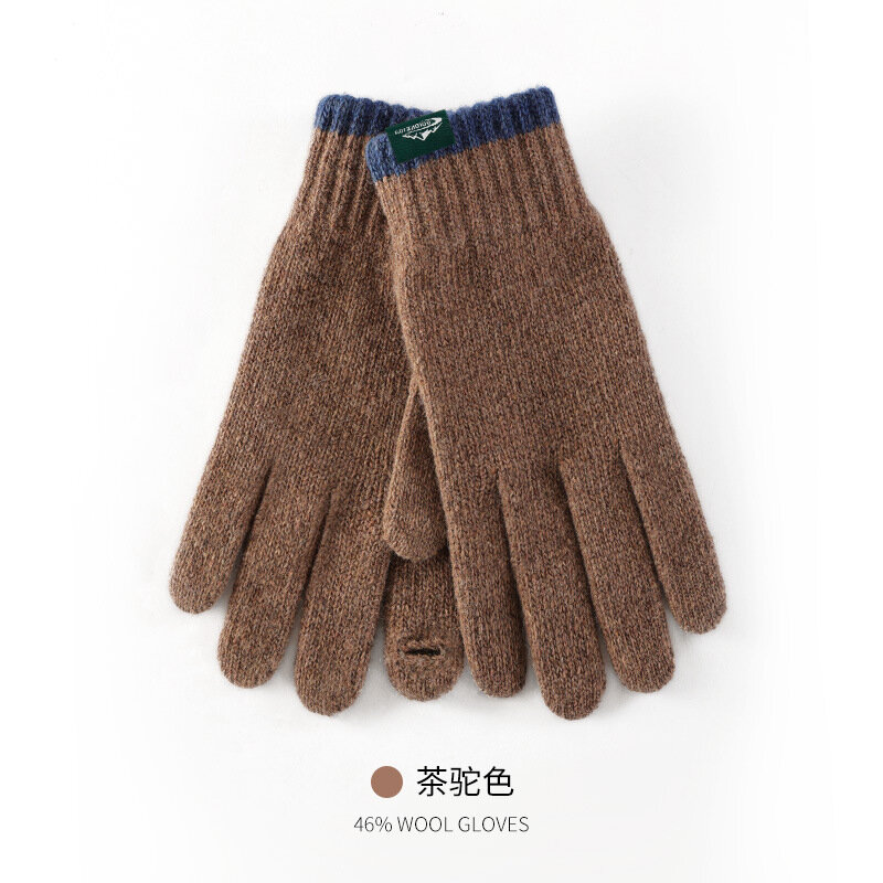 Зимние уличные повседневные спортивные велосипедные перчатки для вождения, теплые, без пальцев, с сенсорным экраном, с флисовой подкладкой, утолщенные, вязаные перчатки из шерсти