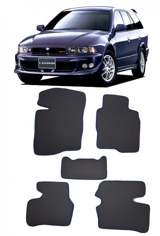 Ева коврики Mitsubishi Legnum правый руль 1996 - 2002/ Ева ЭВА сота/ цвет Черный c черной окантовкой / EVA Smart / коврики в салон автомобиля Митсубиши