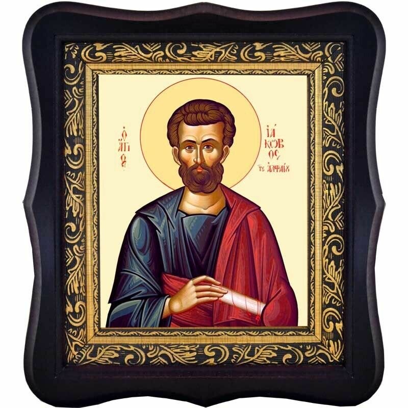 Иаков Алфеев, брат евангелиста Матфея. Икона на холсте. (15 х 18 см / В фигурном киоте)