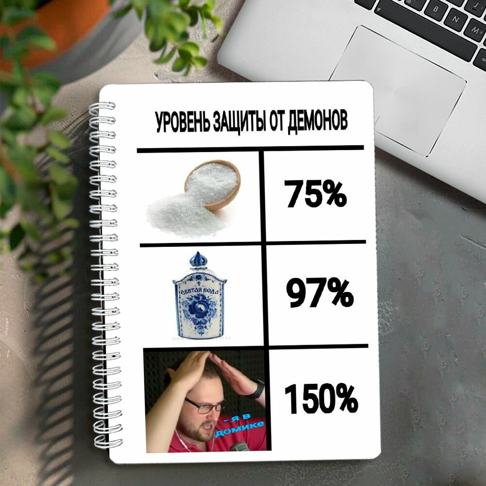 Блокнот деревянный Wood-Book с принтом для записей а5 в клетку в твердой обложке, Куплинов