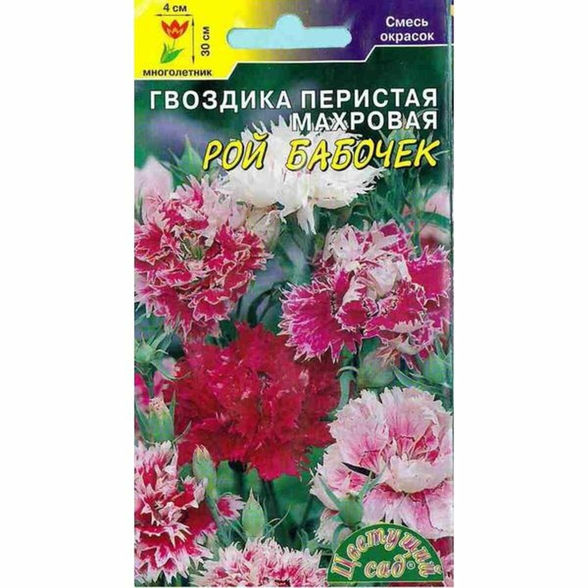 Семена Гвоздика Рой бабочек перистая махровая, многолетние, Цветущий Сад, 1 пачка - 0.05г семян