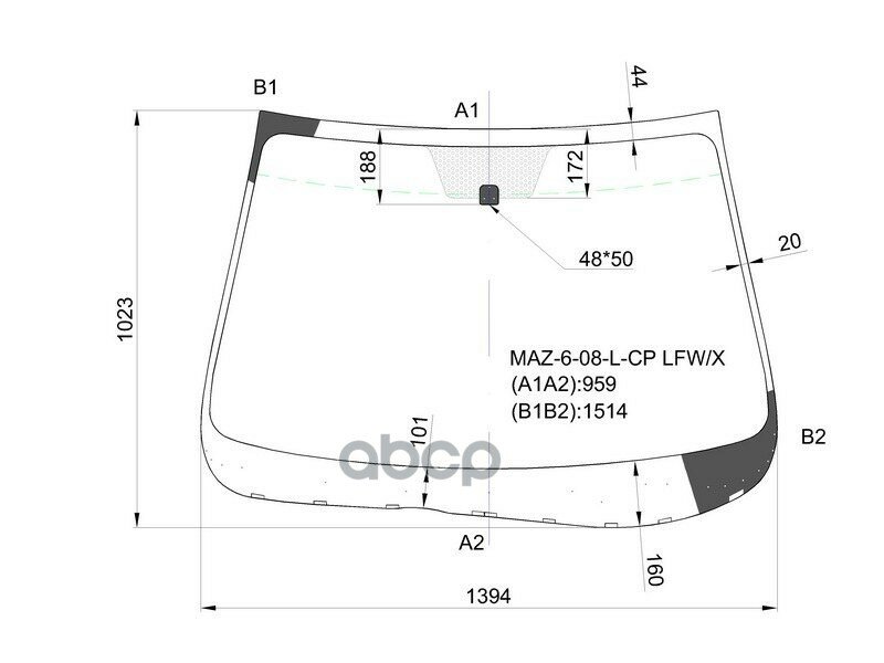 Стекло лобовое Mazda 6 07-12 XYG арт. MAZ-6-08-L-CP LFW/X