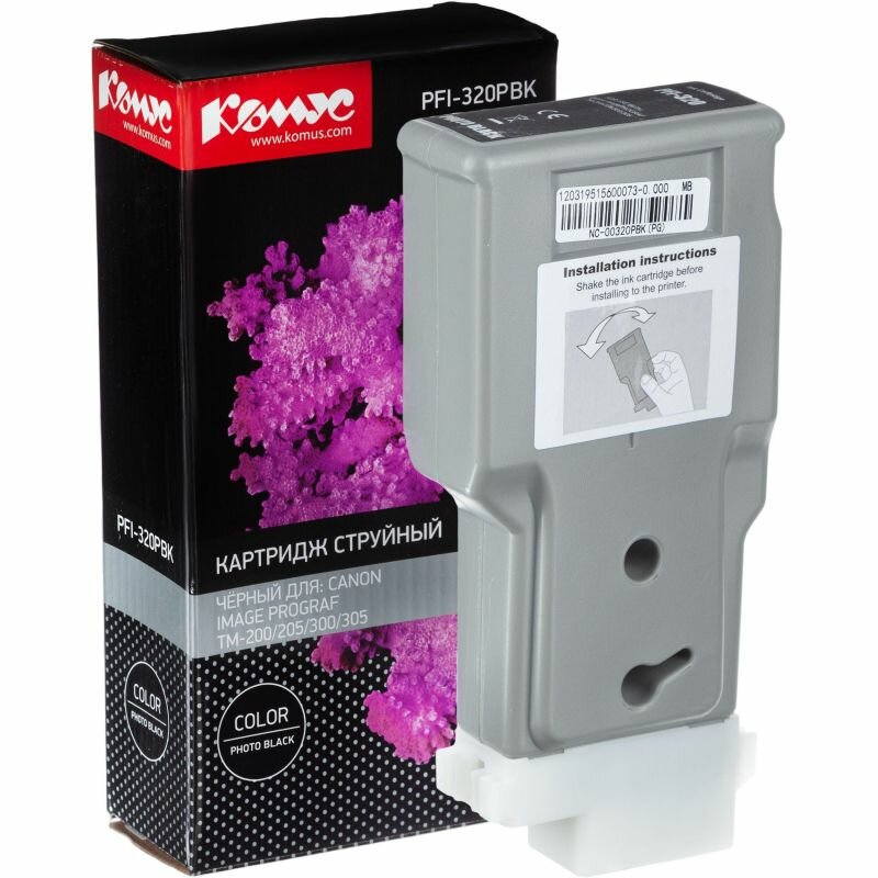 Картридж струйный Комус PFI-320BK (2890C001) черный для TM-200/205/300/305