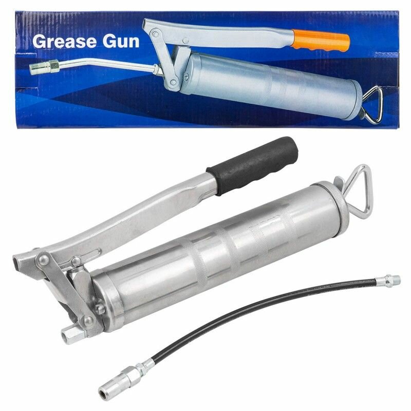 Шприц ручной для нагнетания густой смазки с гибким шлангом (объем 450мл, длина шланга 300мм) FORCEKRAFT