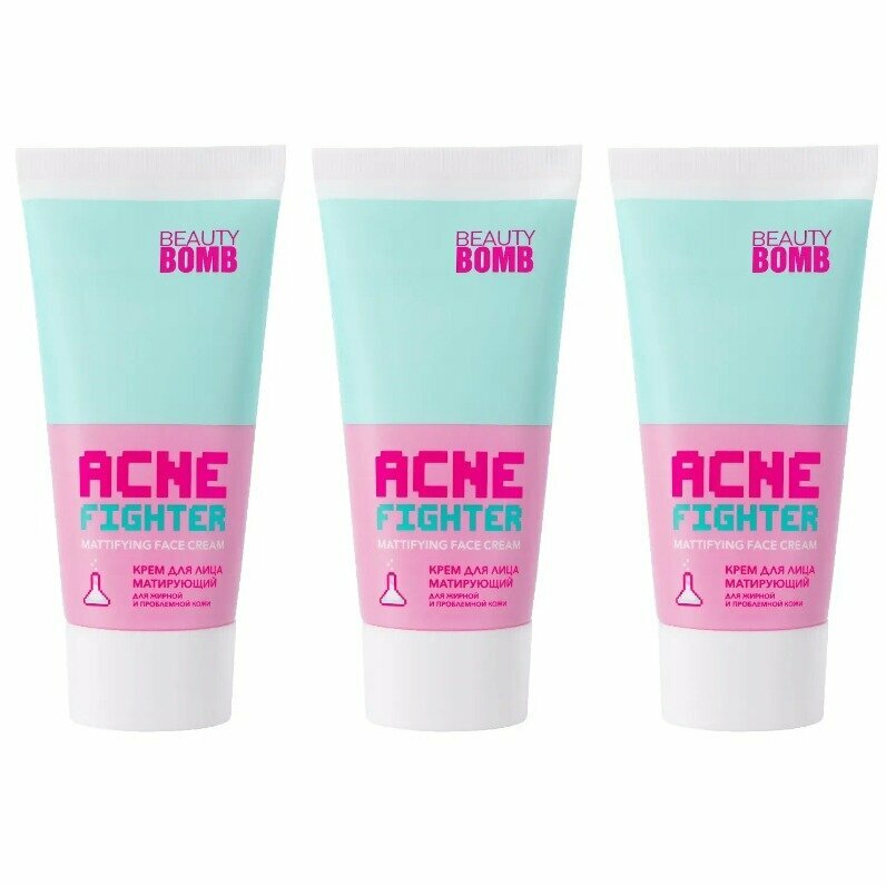 Крем для лица Beauty Bomb матирующий для жирной и проблемной кожи Agne Fighter, 40 мл, 3 шт