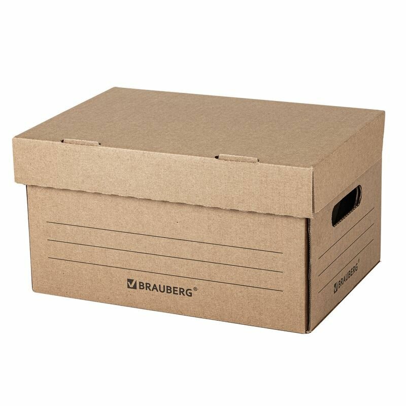 Короб архивный "Делопроизводство" (235х325х180мм), с крышкой, гофрокартон, BRAUBERG