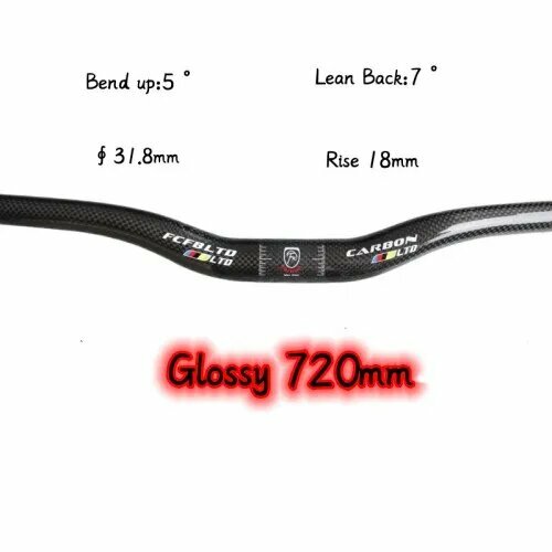 Руль карбоновый FCFB MTB, 720mm, Rise 8mm, Bend up: 5°, Lean Back: 7°