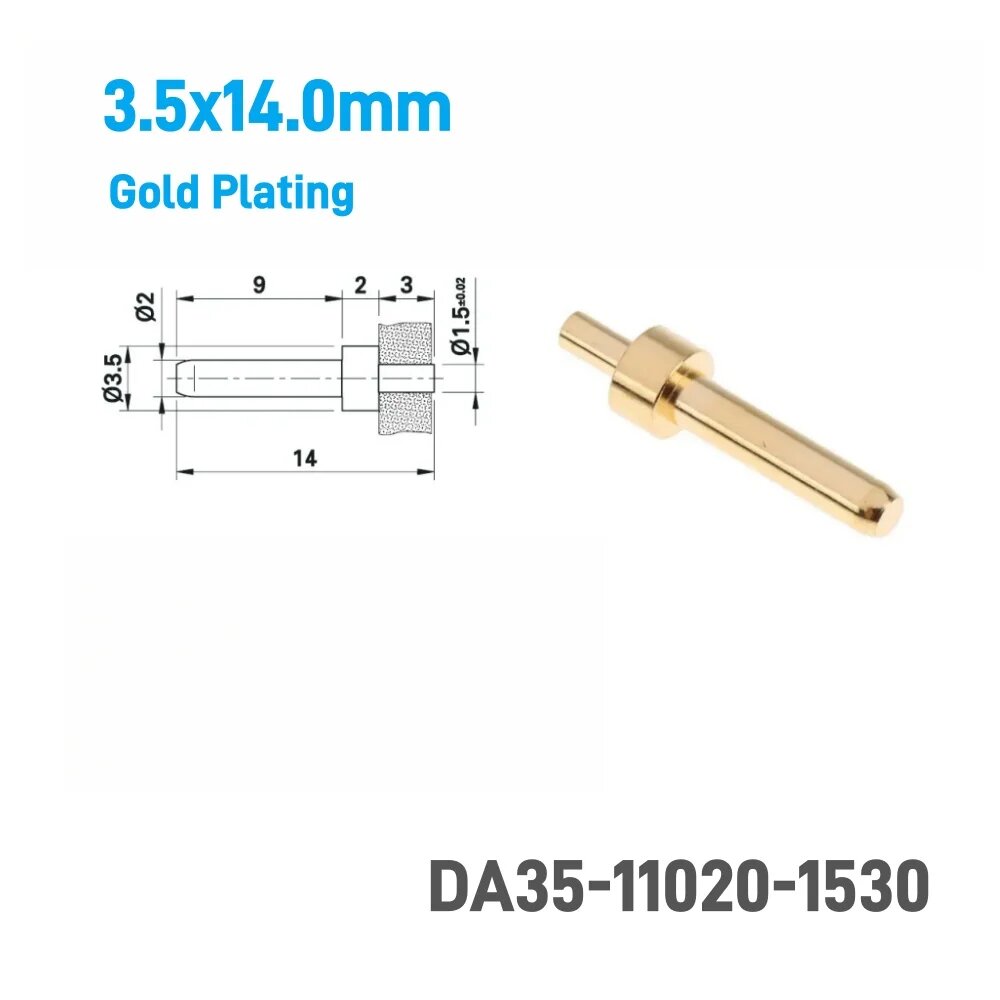 RTLECS Пресс-фитинги для печатных плат латунные золоченые 1,0 1,3 мм 50pcs, 2.0x3.5x14.0mm Gold