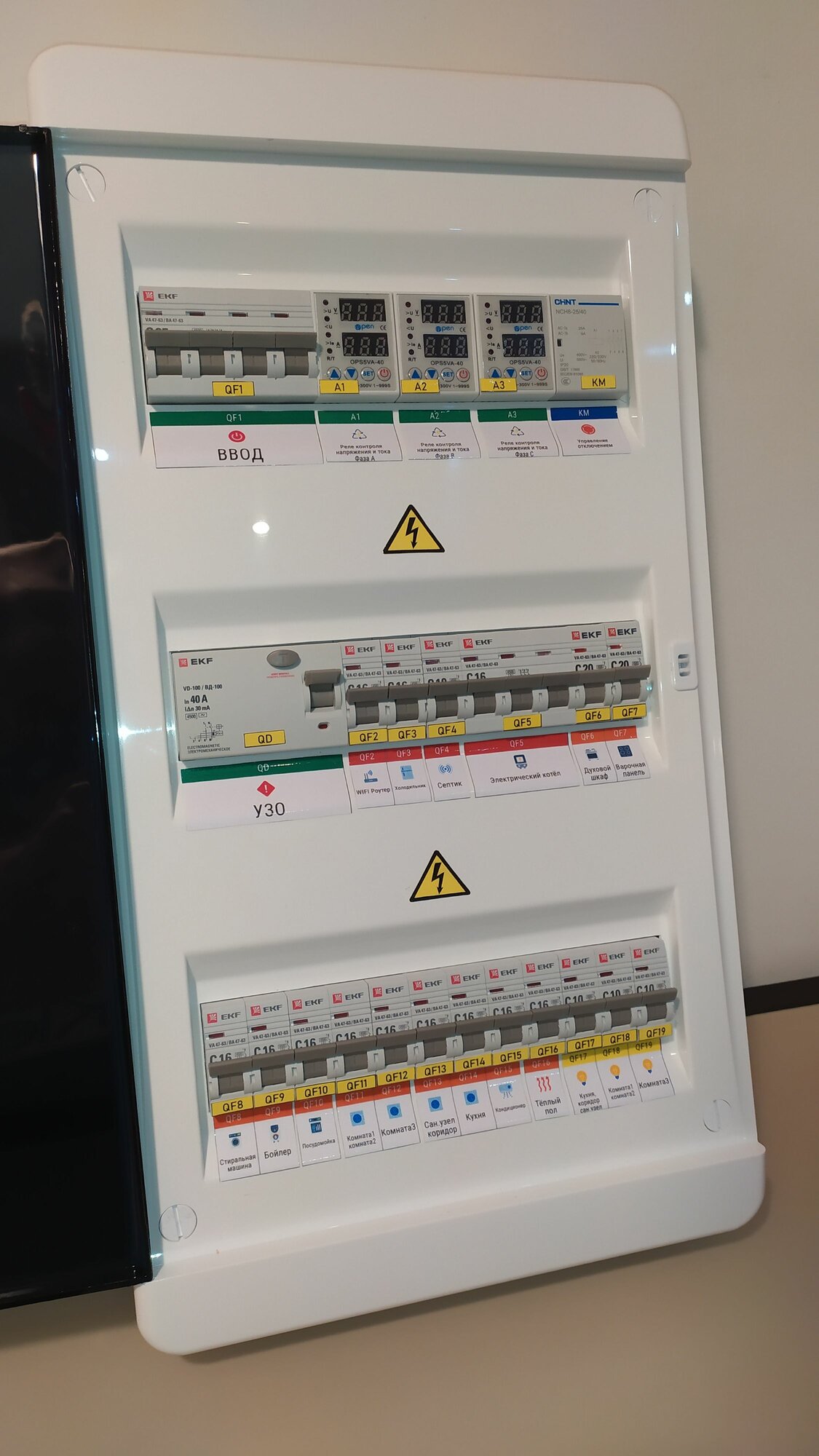 Электрощит в сборе навесной 36 модулей 25А/380/220 с кнопкой управления