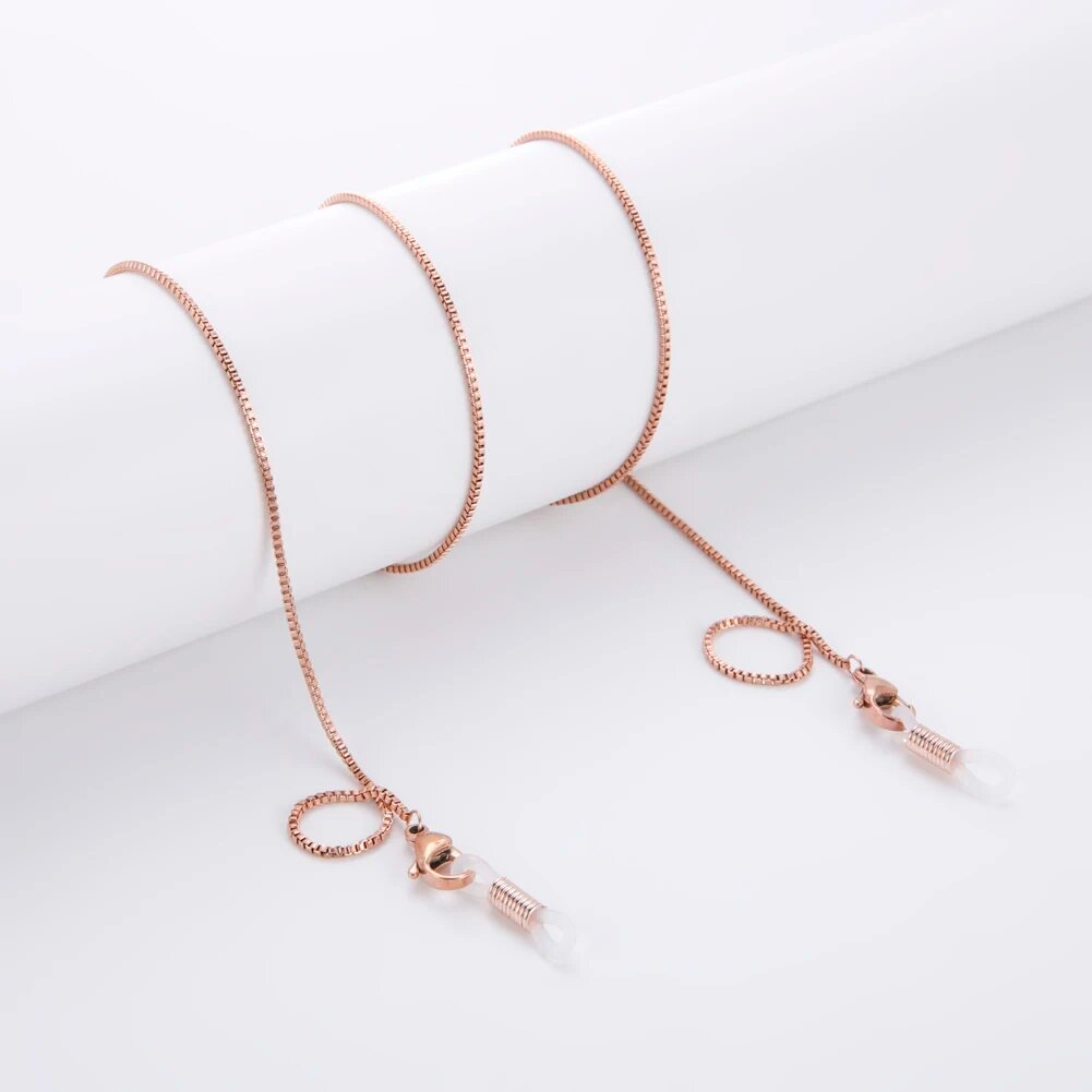 Цепочка для очков Teamer из нержавеющей стали золотистого цвета Box Chain ROSE Gold
