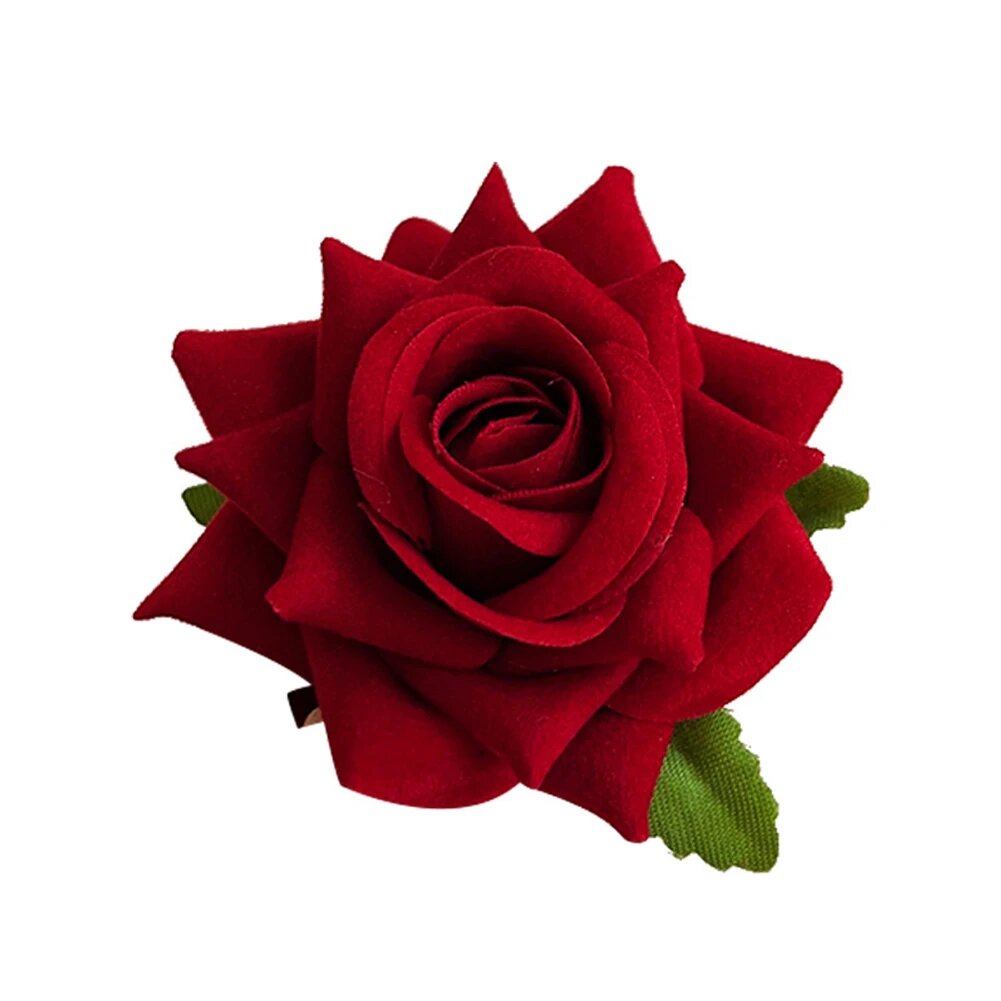 Заколка для волос с цветами розы, Элегантная Модная заколка для волос в стиле невесты, свадебное украшение для волос из ткани с красными цветами розы, Пляжный головной убор