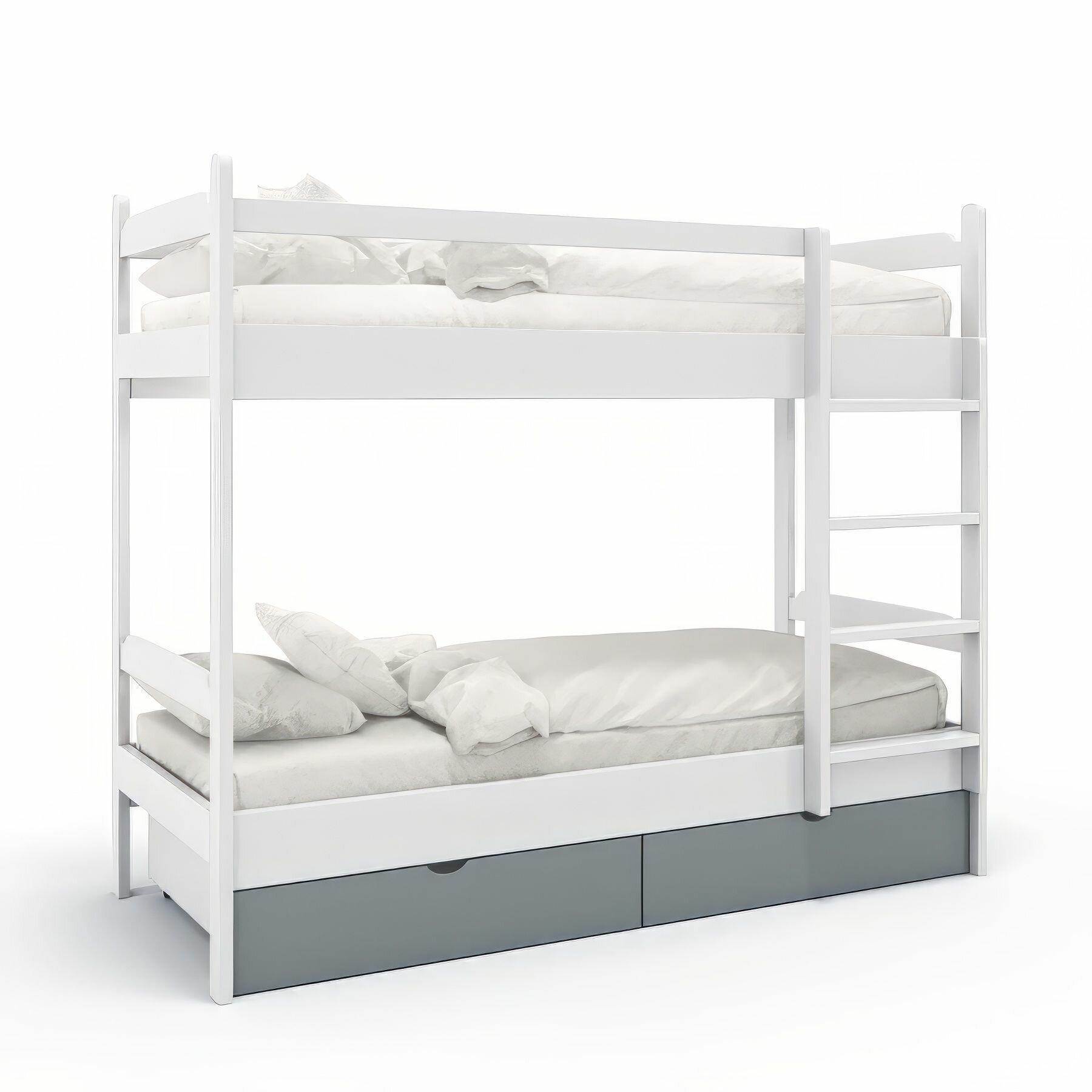 Meblevka Детская кровать двухъярусная Антошка / Двухъярусная кровать для детей Антошка, 198х87х175, белый фасады серый