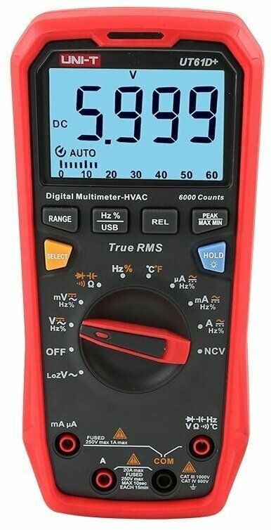 Мультиметр UT61D+ UNI-T USB интерфейс NCV True RMS ёмкость частота температура