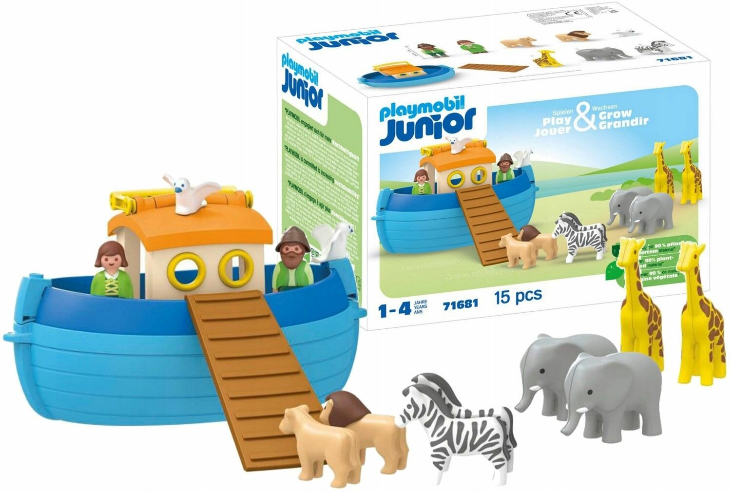Конструктор Playmobil JUNIOR - Мой Ноев ковчег с пандусом и десятью животными - Плеймобиль 71681