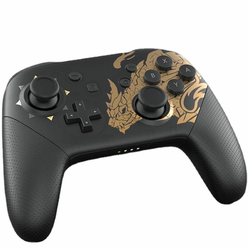 Геймпад Геймпад беспроводной Wireless Controller PRO для Nintendo Switch Monster Hunter Rise Edition, Bluetooth, золотой, черный