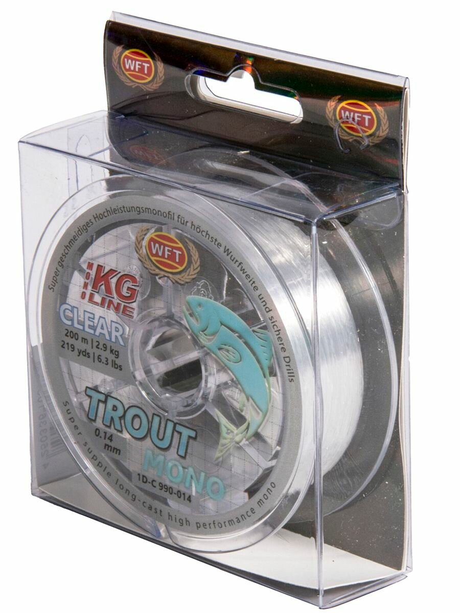 Монофильная леска для рыбалки WFT KG TROUT MONO Clear 200/022