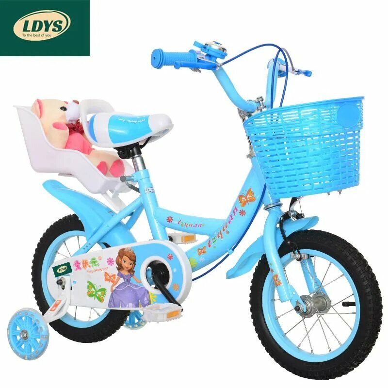 Велосипед детский RUSH PRINCESS, двухколесный, прогулочный, стальной, голубой, для девочки, 10-12 лет